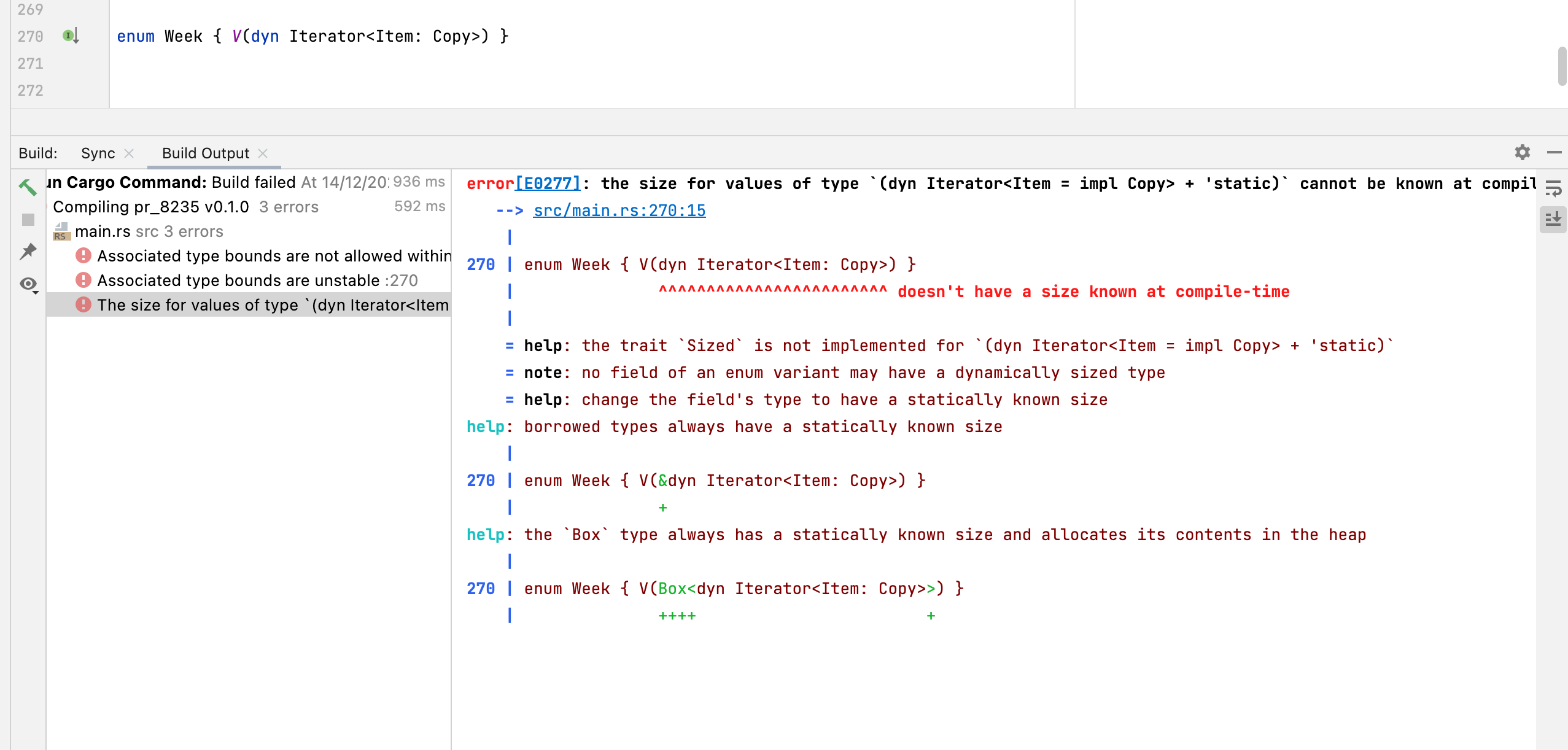 There is no error highlighting if associated type bounds are not ...