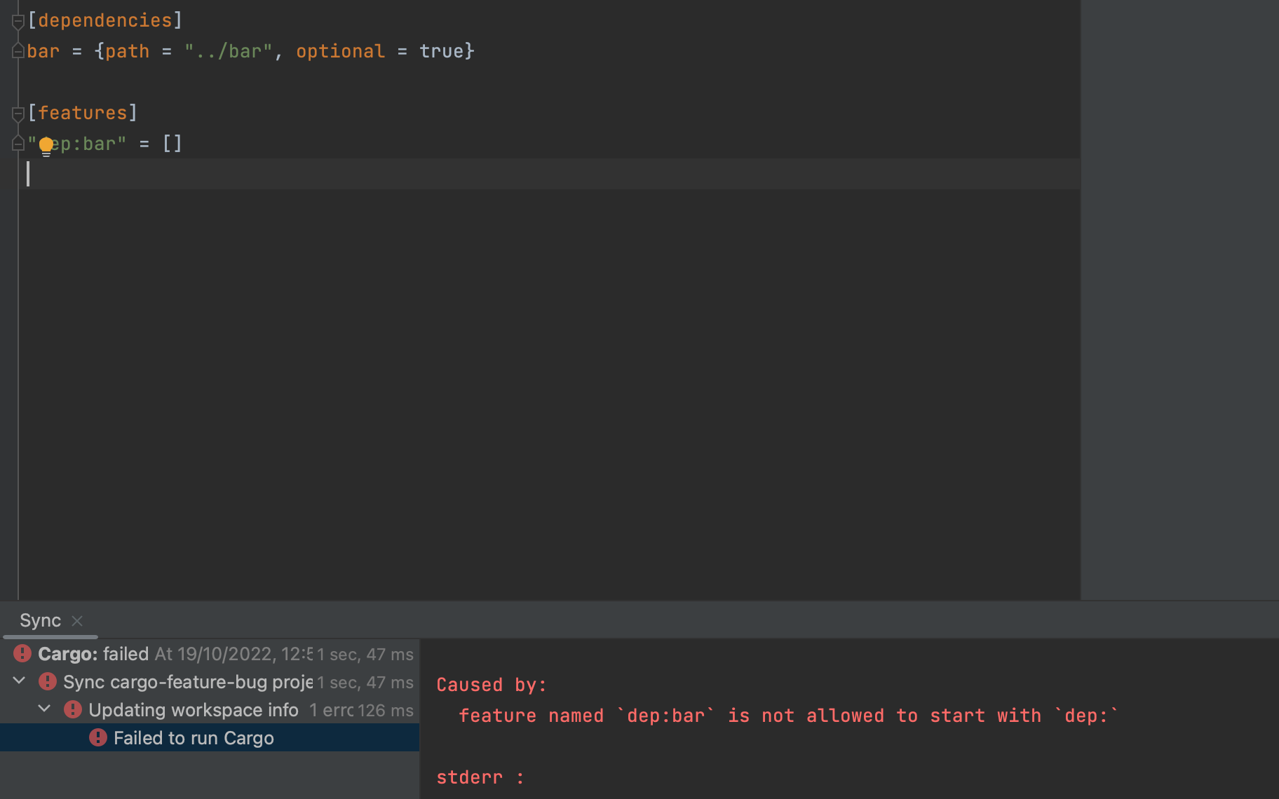 There Is No Inspection For Feature Name In Cargo Toml · Issue 9574 · Intellij Rust Intellij