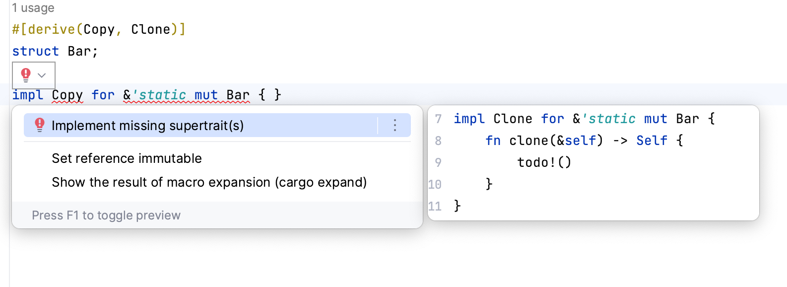 Incorrect Quick Fix Intention Is Shown For Wrong Type · Issue 10249 · Intellij Rust Intellij