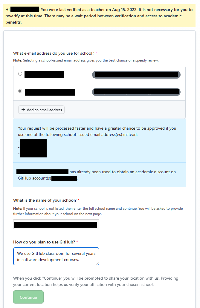 github student benefits stuck in continue · community · Discussion ...