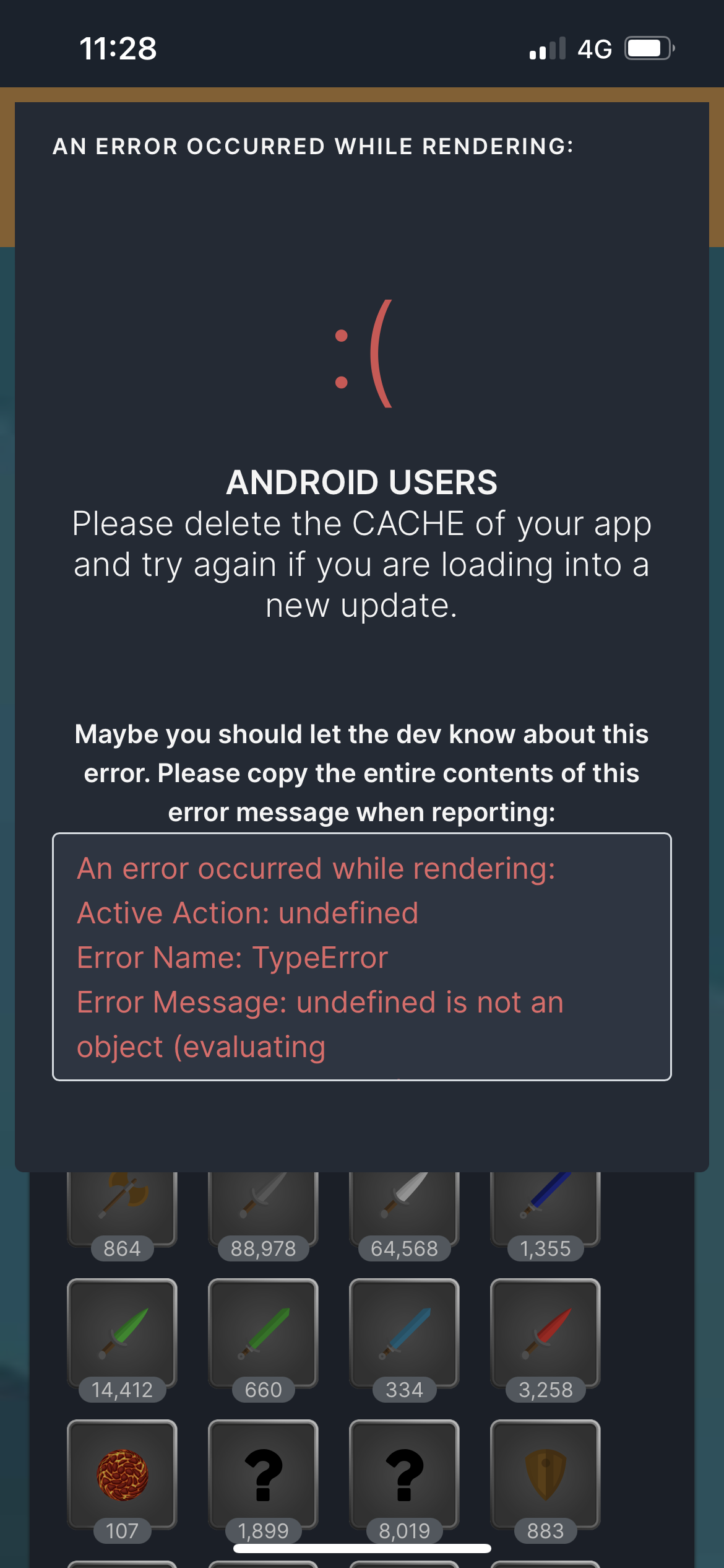 [Bug]: An Error Occured When Rendering · Issue #3114 · MelvorIdle/melvoridle.github.io · GitHub