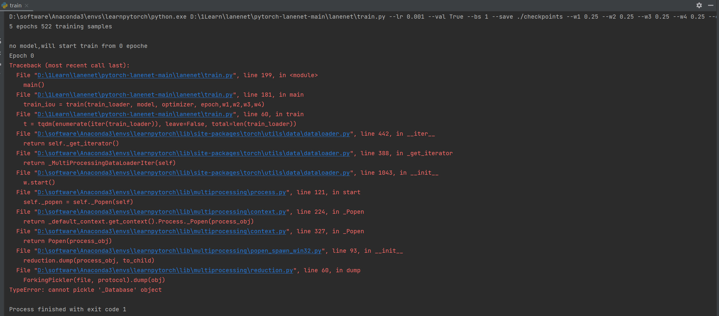 模型训练时报错 · Issue 4 · Mengpengfei Pytorch Lanenet · Github