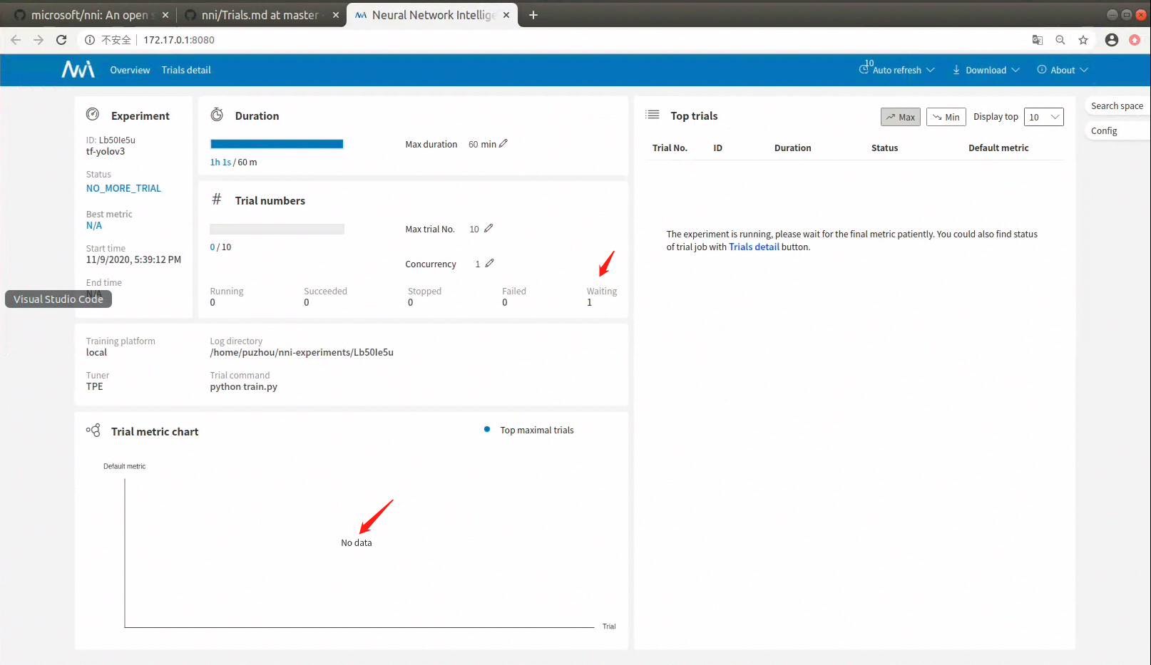 gpu_metrics file does not exist! always waiting · Issue #3077 · microsoft/nni · GitHub