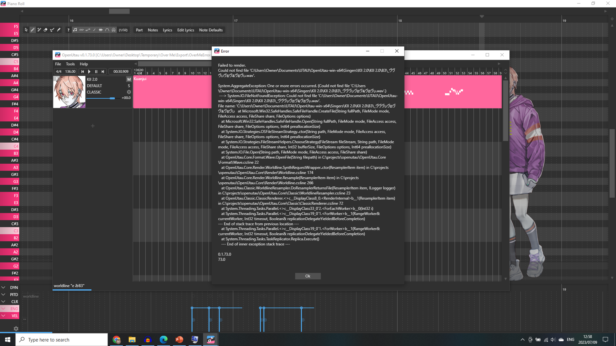 Failed To Render Issue · Issue 770 · Stakira Openutau · Github