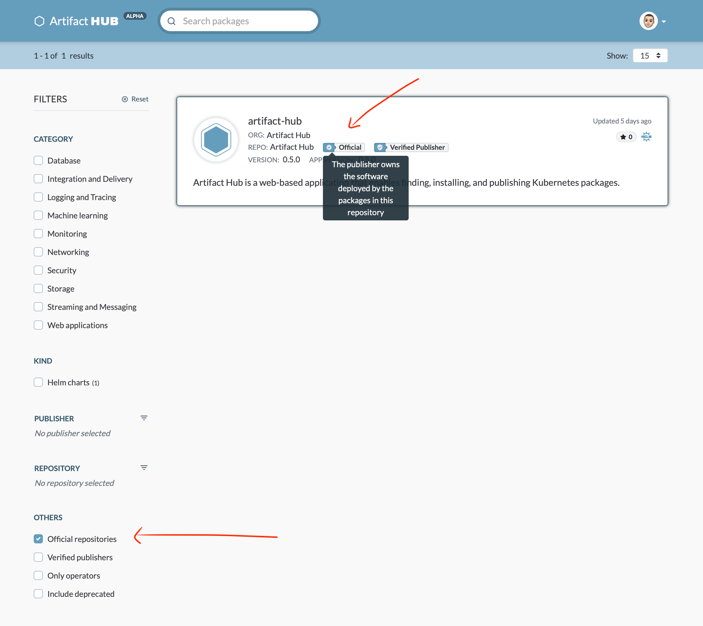 "official" artifacts · Issue #542 · artifacthub/hub · GitHub