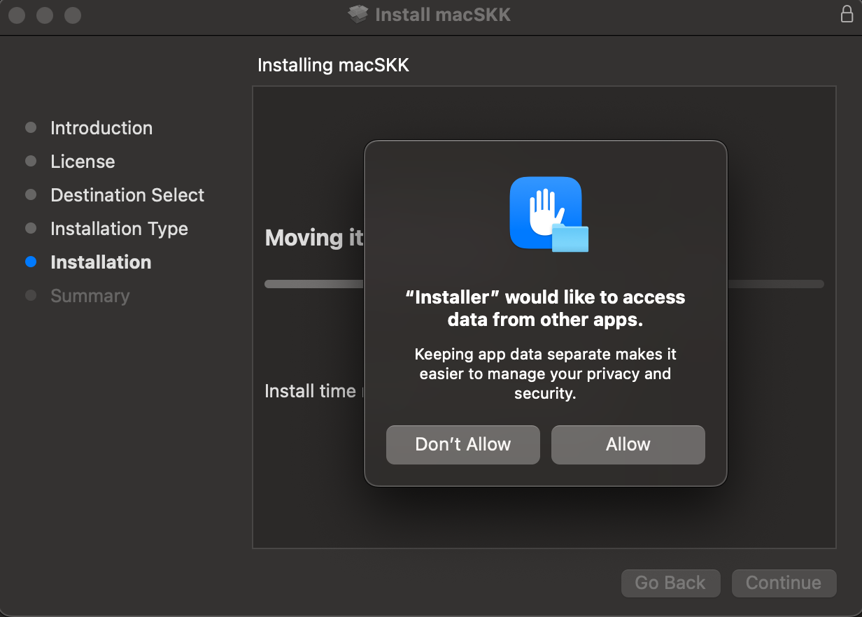 A Dialog Appears Each Installations To Allow App Sandbox Data Container