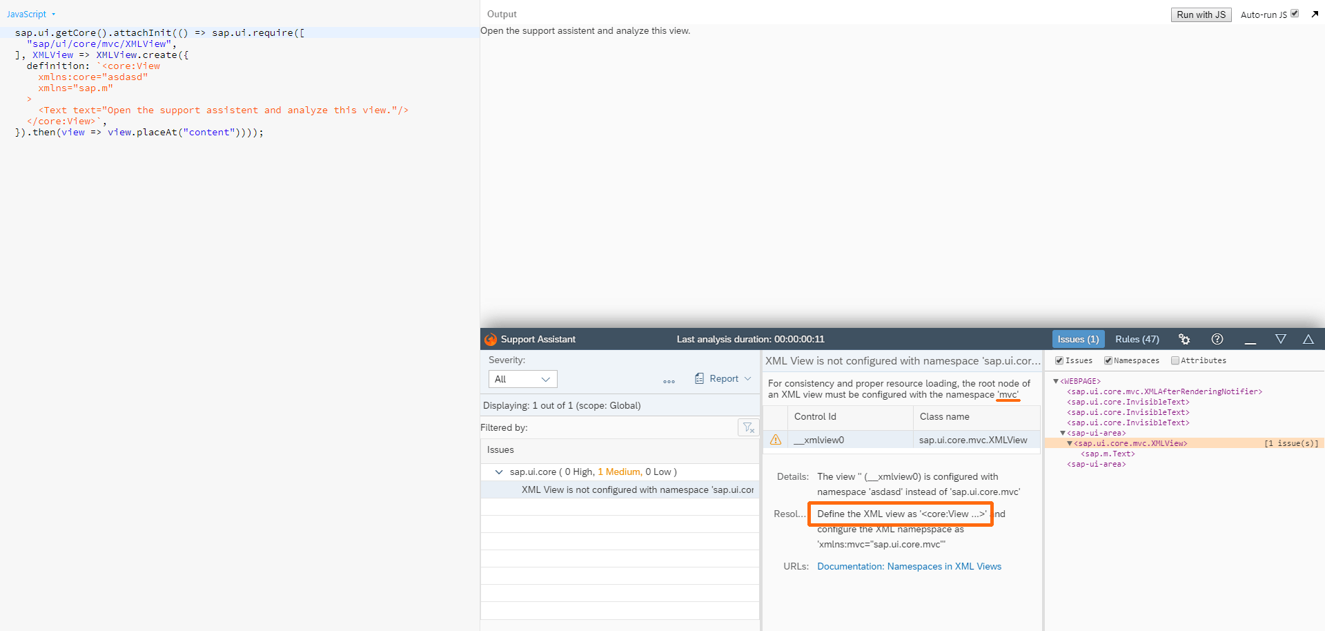 Support Rule Xmlviewwrongnamespace Advocates · Issue 2155 · Sap