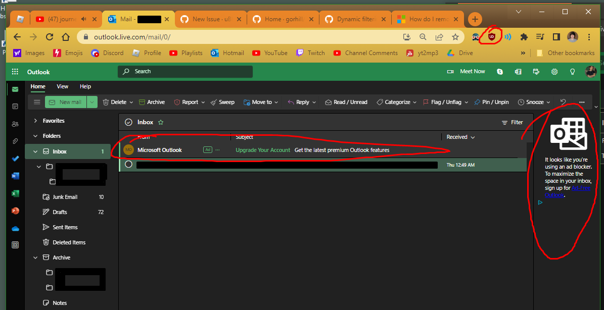 Outlook/Hotmail Inbox Ads Now Showing, only in Chrome so far · Issue ...