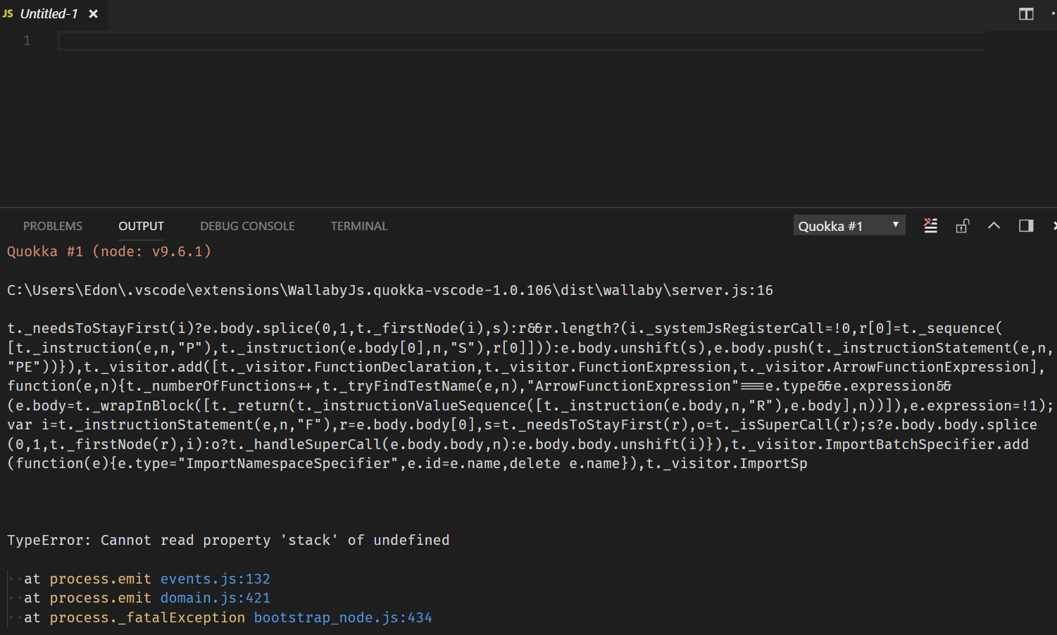 Cannot read property 'stack' of undefined · Issue #163 · wallabyjs/quokka · GitHub
