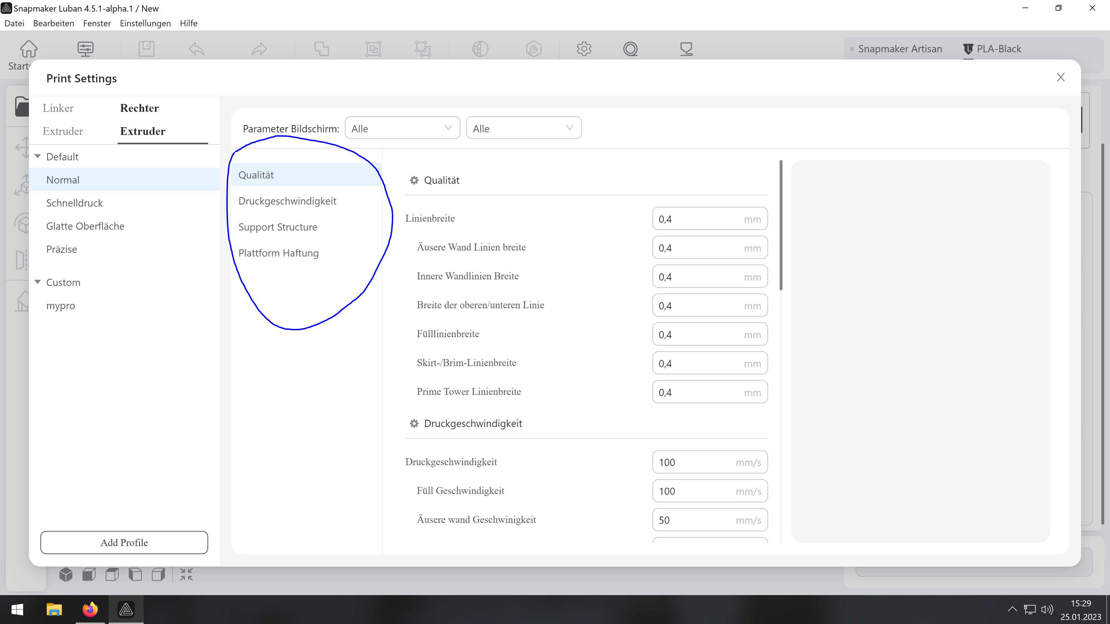 Feature Request: 4.5.1 Artisan, right extruder does not show all print settings · Issue #1903 ...