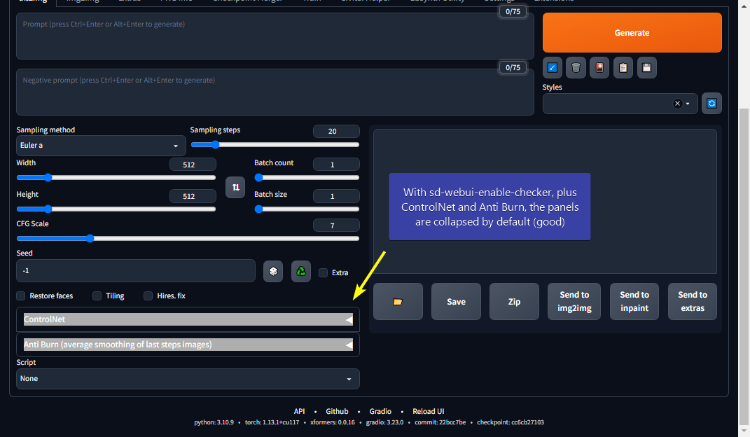The panel for ControlNet starts expanded by default if it's the only ...