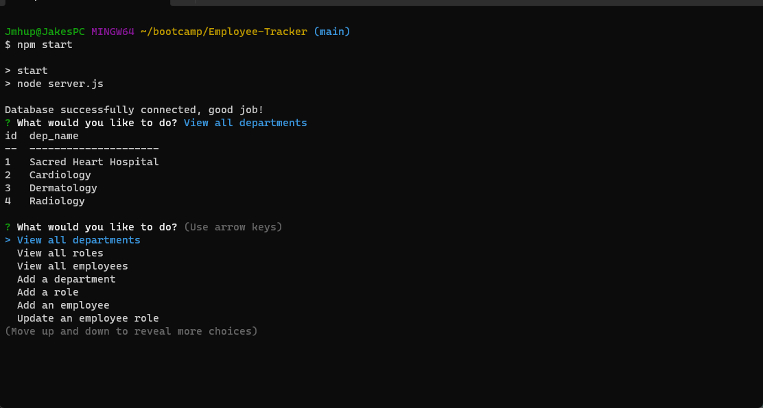 GitHub - JMHupfer/Employee-Tracker