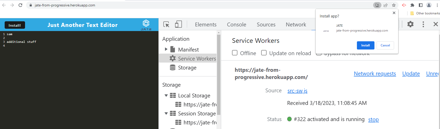 GitHub - tadcos29/jate-from-progressive: Text editor, demonstrating PWA/service worker design ...