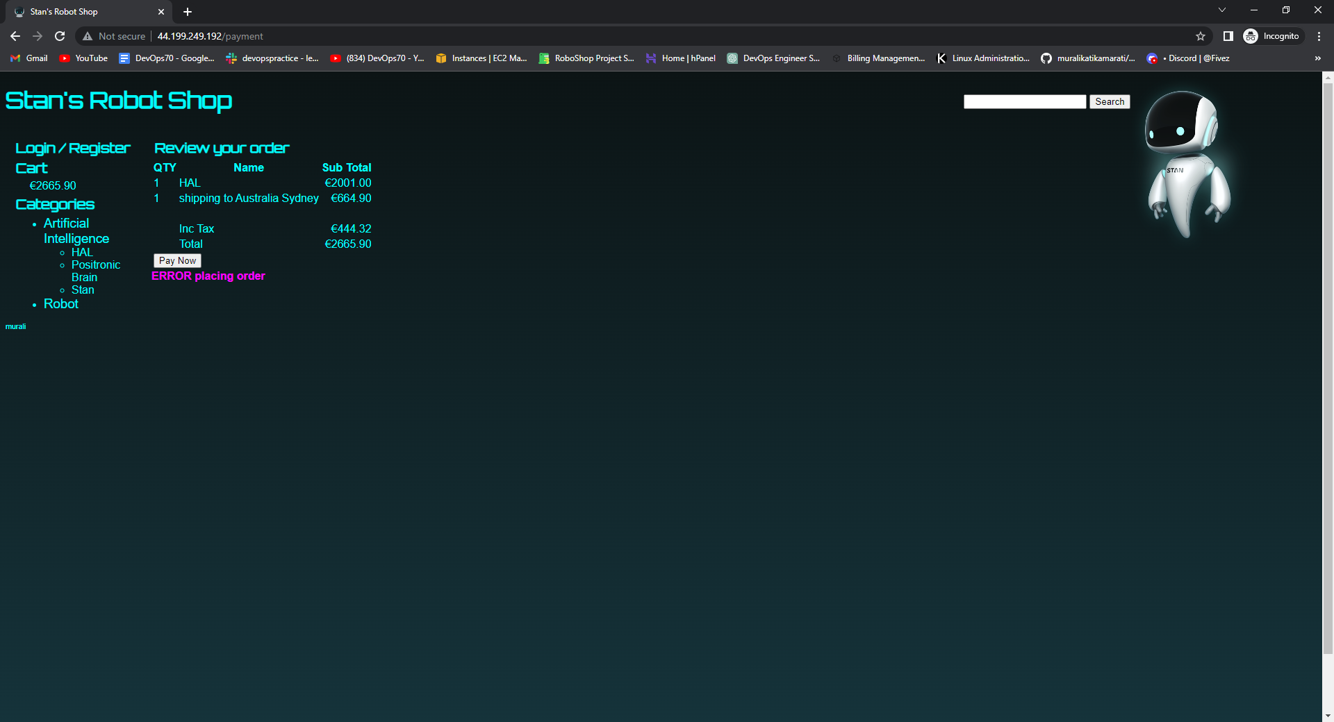 getting error while doing payment · learndevopsonline learndevopsonline · Discussion #307 · GitHub