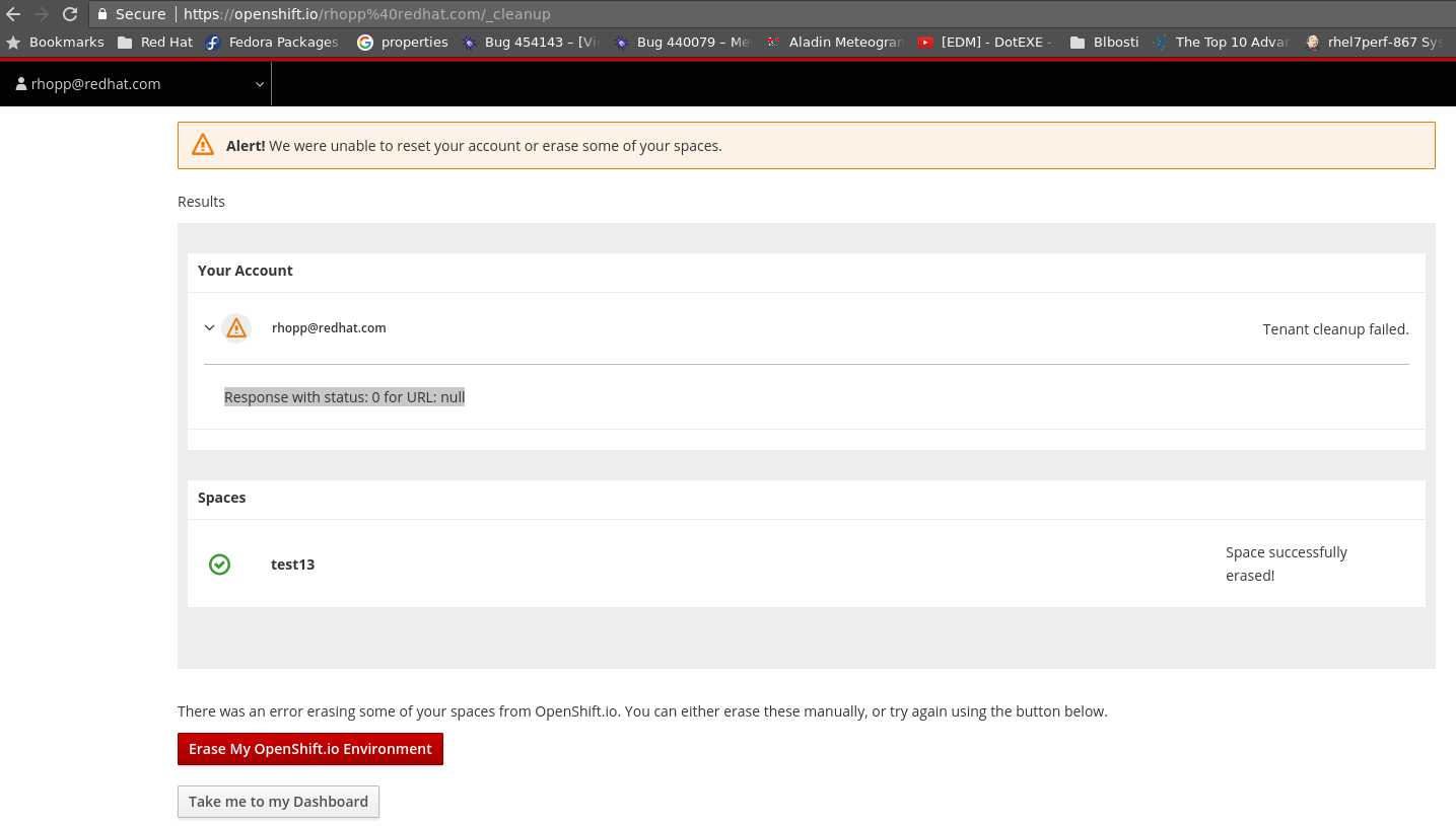 Cleanup failed with "Response with status: 0 for URL: null" · Issue #627 · openshiftio/openshift ...
