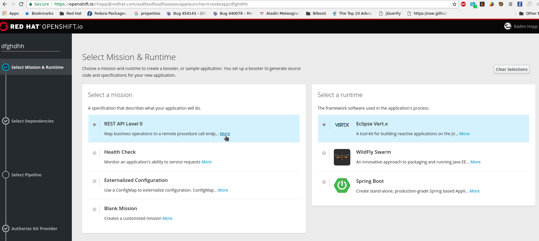 Selecting mission - it's possible to select "Externalized Configuration" with springboot · Issue ...