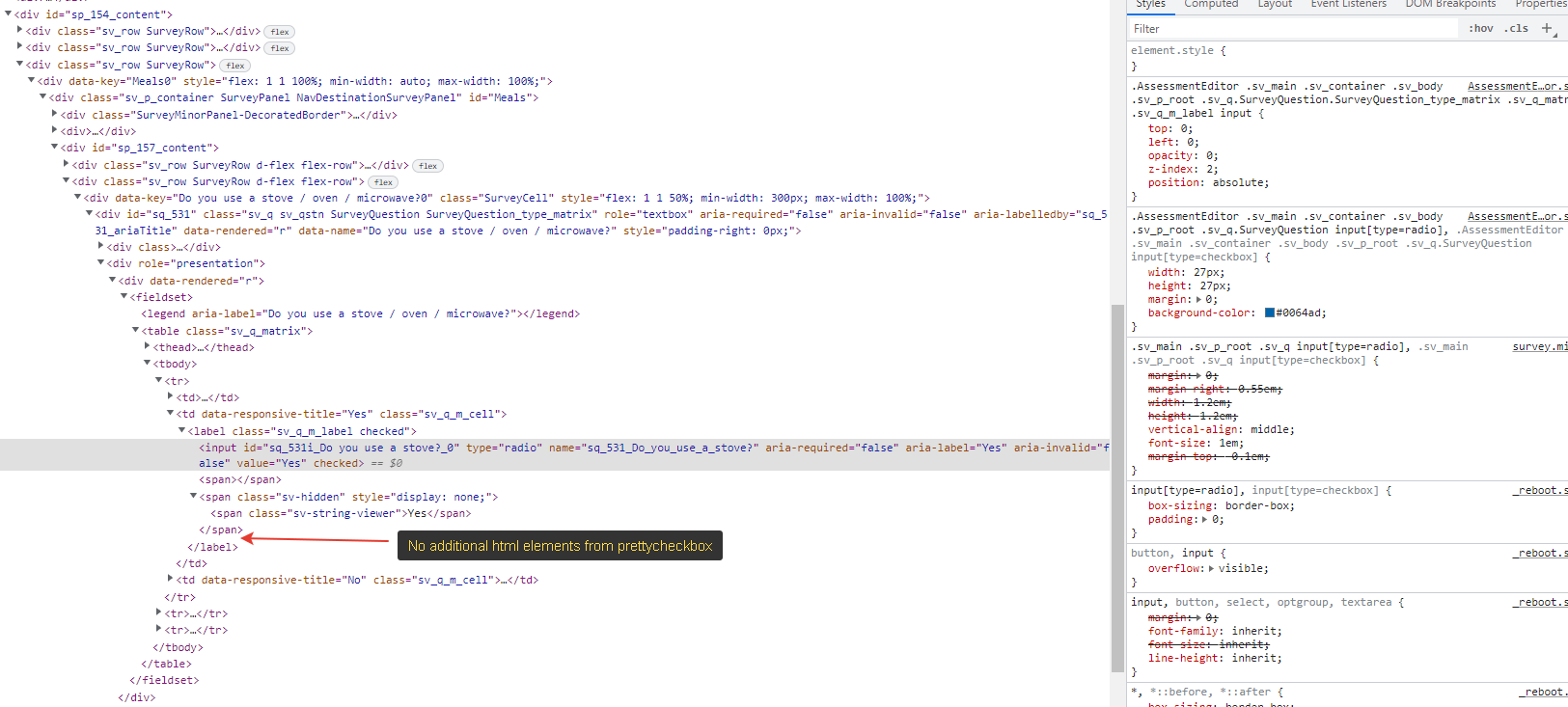 servey-widgets prettycheckbox is broken in Matrix · Issue #5656 · surveyjs/survey-library · GitHub