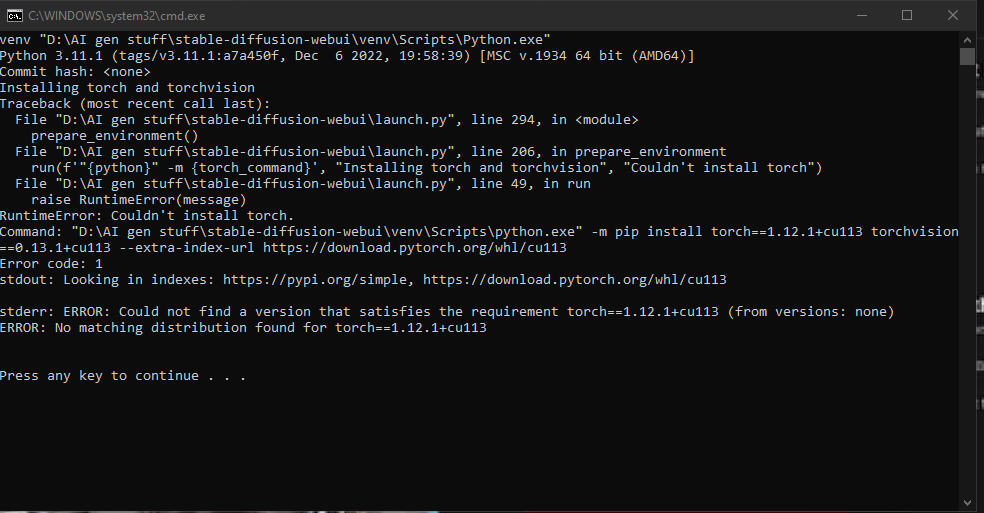 Failed launch · AUTOMATIC1111 stable-diffusion-webui · Discussion #6059 · GitHub
