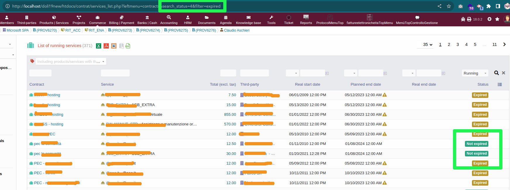 Contract List Services Filter Error With Expired Service · Issue 26283 · Dolibarr Dolibarr