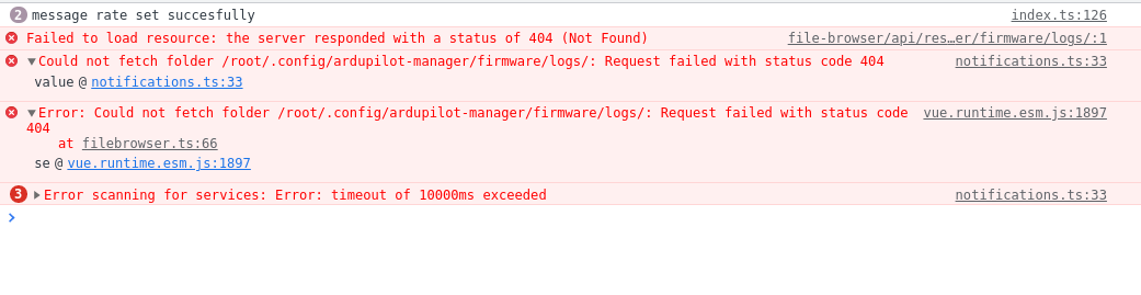 frontend: Log Browser loading forever · Issue #619 · bluerobotics/BlueOS · GitHub