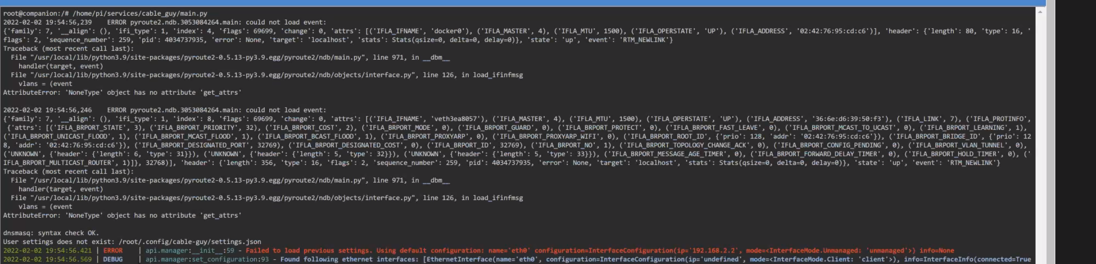 core: cable_guy: Error when starting · Issue #766 · bluerobotics/BlueOS · GitHub