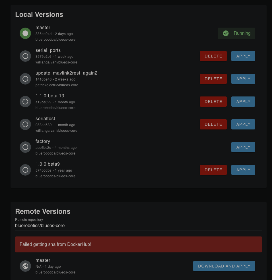 bug: update not showing in version chooser · Issue #1379 · bluerobotics/BlueOS · GitHub