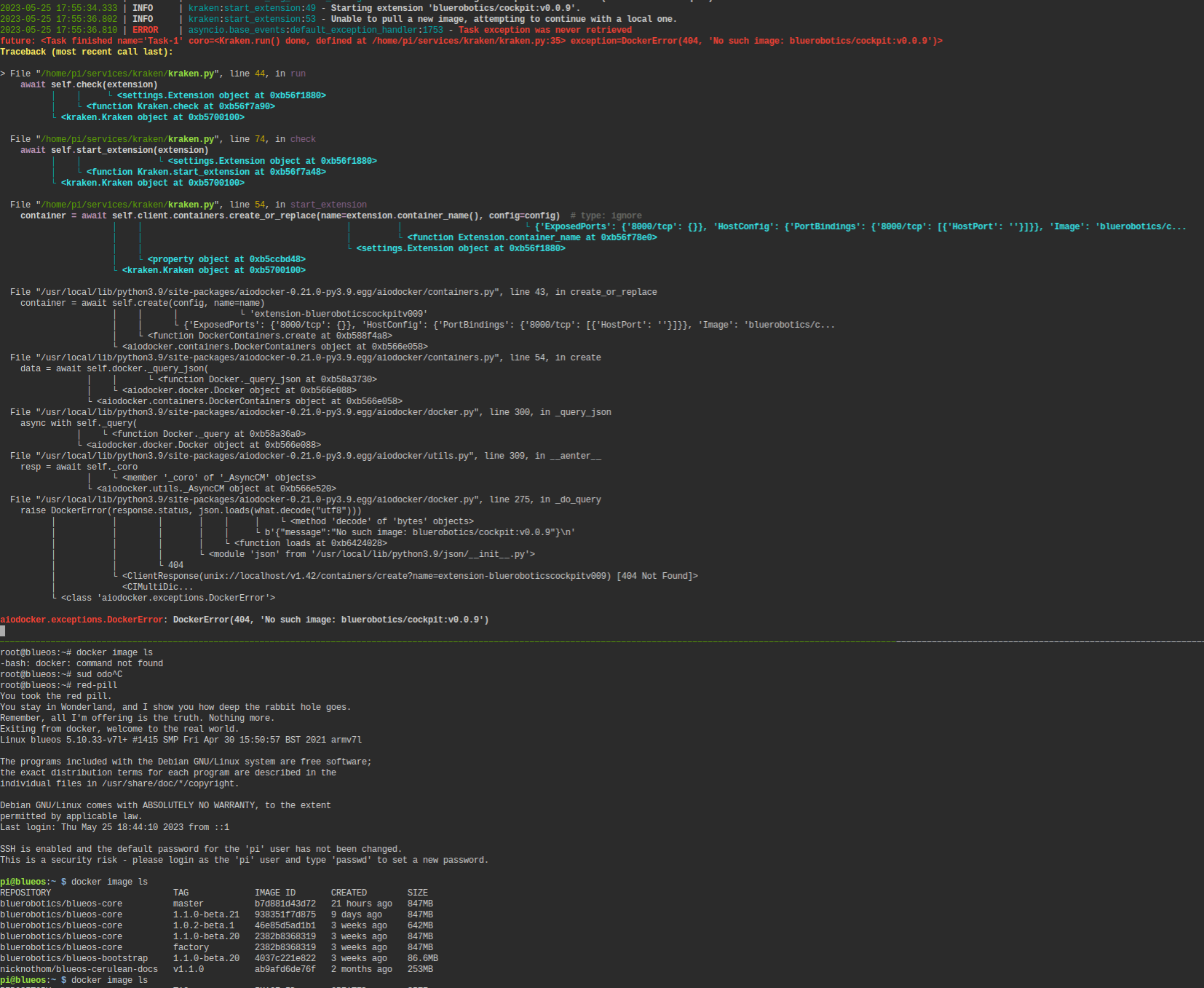 bug: kraken register extensions that fail to be downloaded · Issue #1714 · bluerobotics/BlueOS ...
