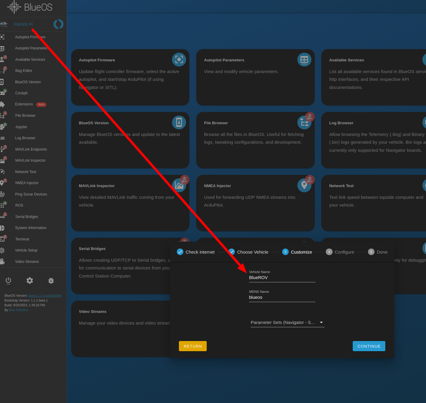 bug: wizard should show the current mdns and vehicle name over ...