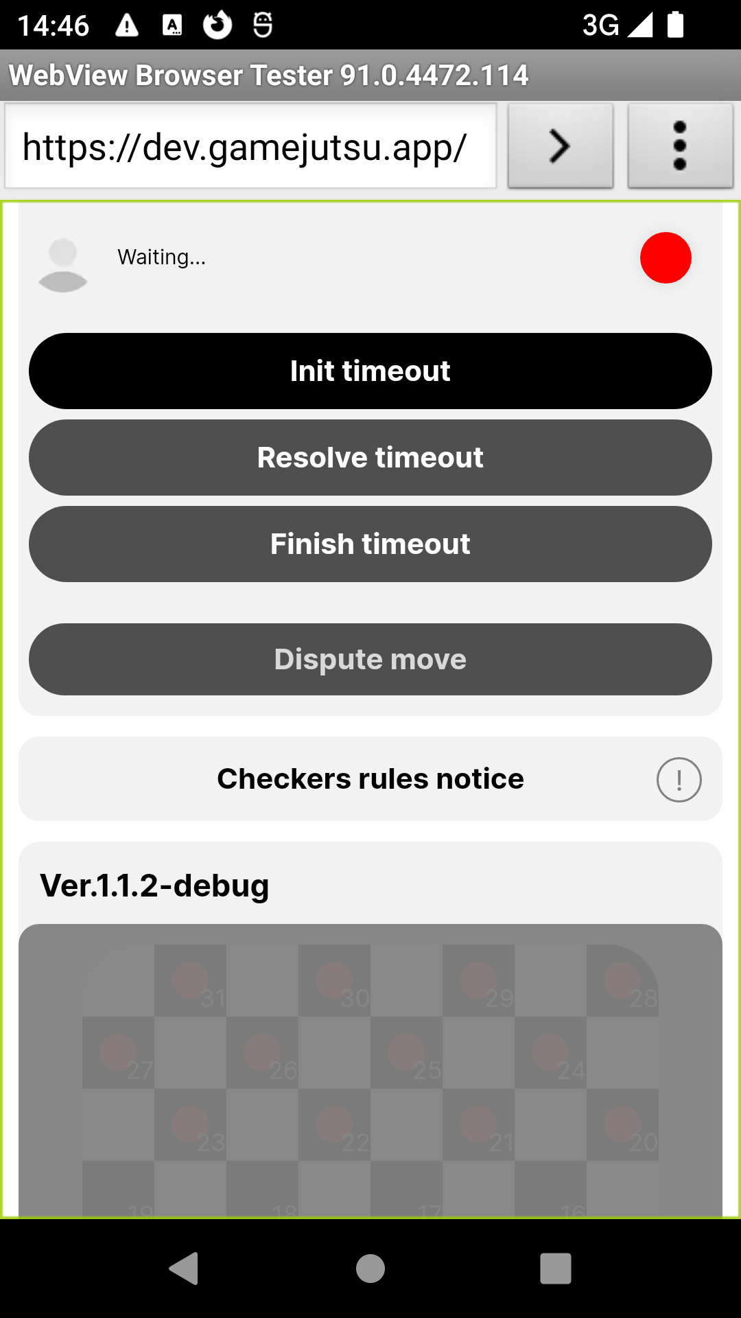 В мобильной версии кнопка "Checkers rules notice" не имеет границы и отсутствует текст в кнопке ...