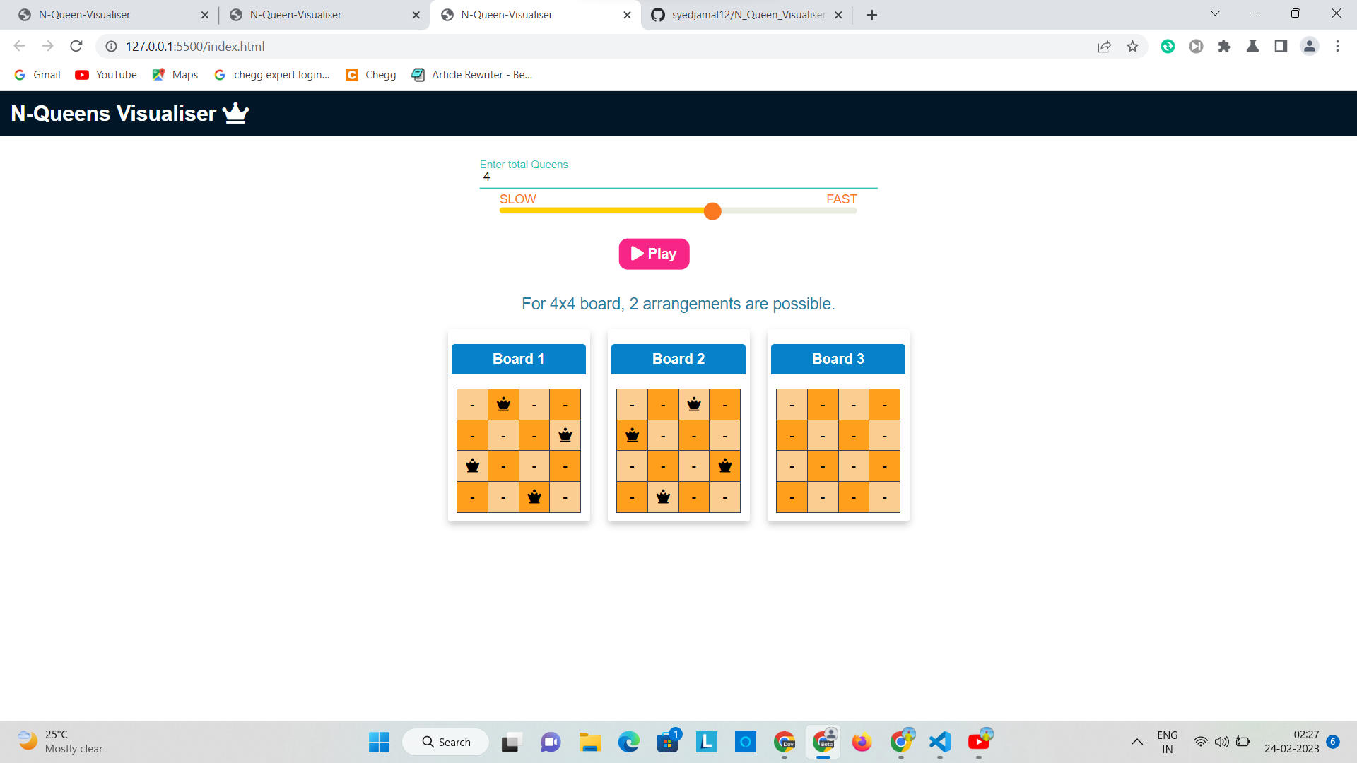 GitHub - syedjamal12/N_Queen_Visualiser: About The n-queen puzzle is the problem of placing n ...