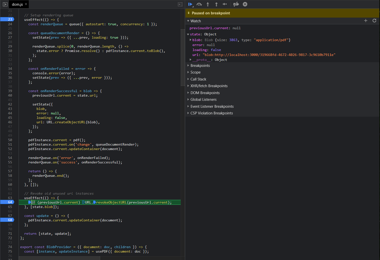 Dom rendering, memory leaking issues using PDFViewer · Issue #1326 · diegomura/react-pdf · GitHub