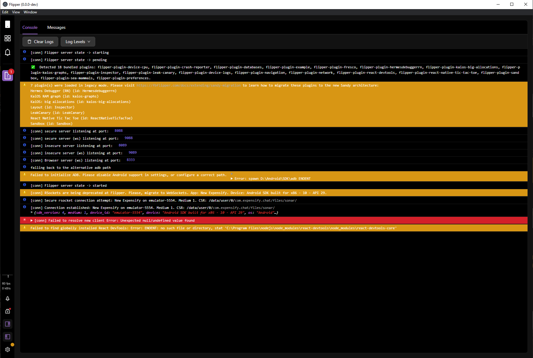 Conn Failed To Resolve New Client Error · Issue 3430 · Facebookflipper · Github 1316
