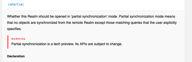 Warnings Doesn T Render For Swift Docs As It Does For Objc · Issue 6111 · Realm Realm Swift