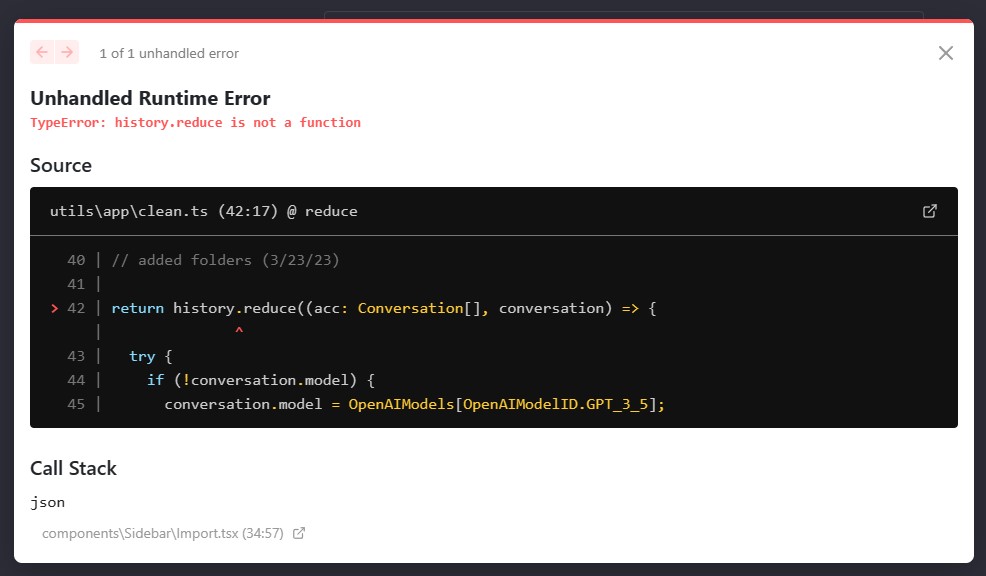 BUG IMPORT CHAT HISTORY · Issue #224 · mckaywrigley/chatbot-ui · GitHub