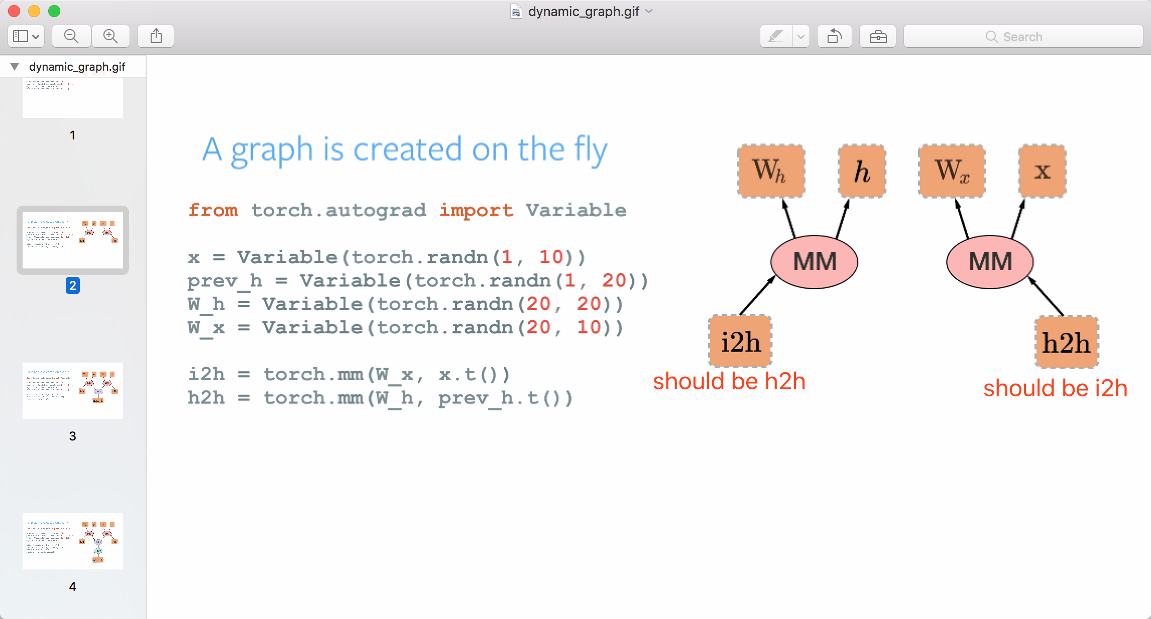 The GIF example on http://pytorch.org/about/ seems to have a couple of ...