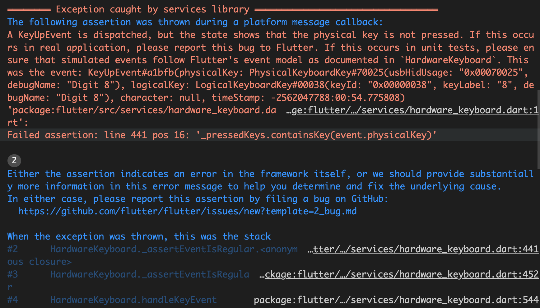 KeyUpEvent is dispatched · Issue #102707 · flutter/flutter · GitHub