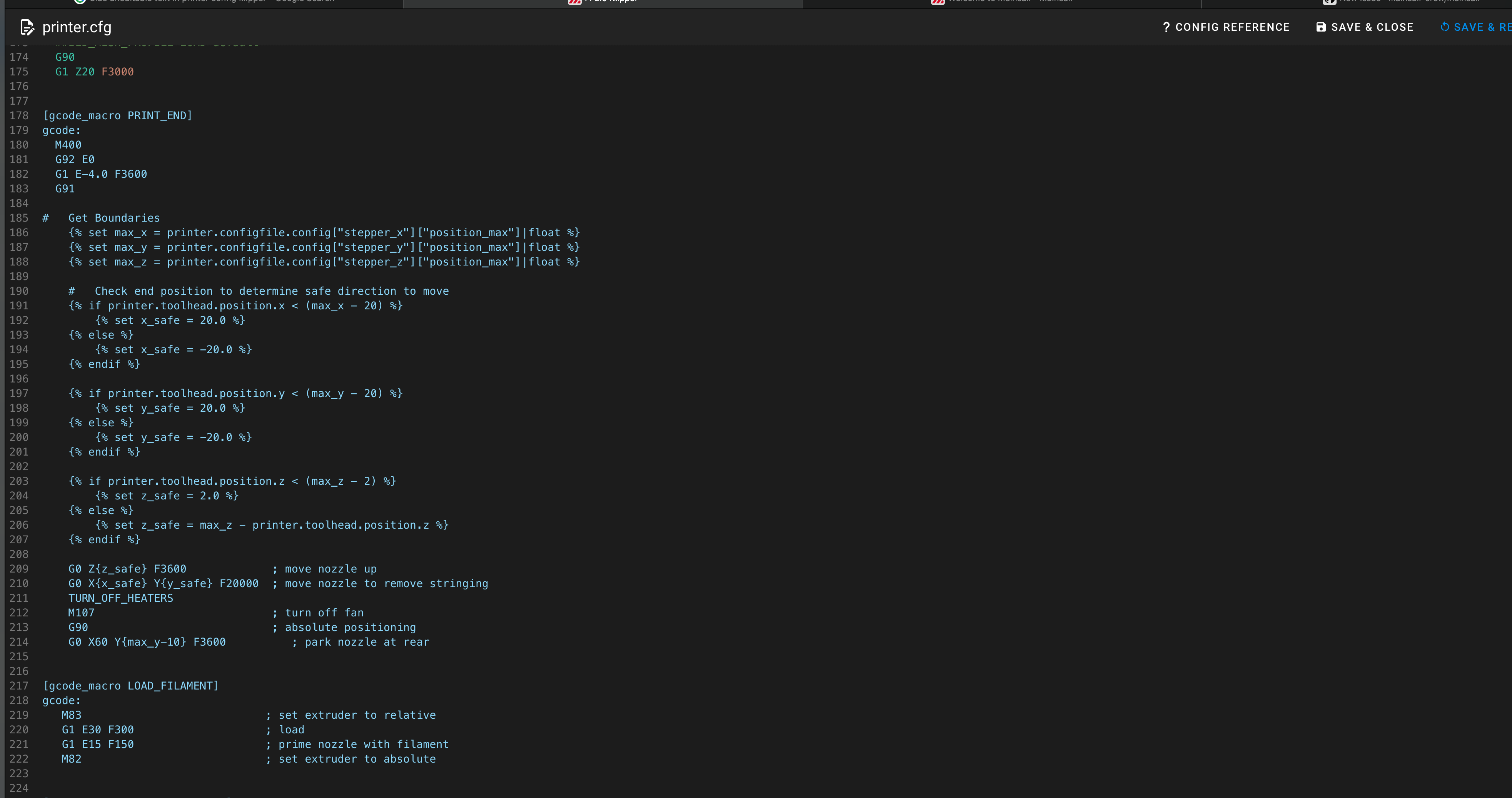 Uneditable printer.cfg and no text populating in klicky-macros.cfg ...
