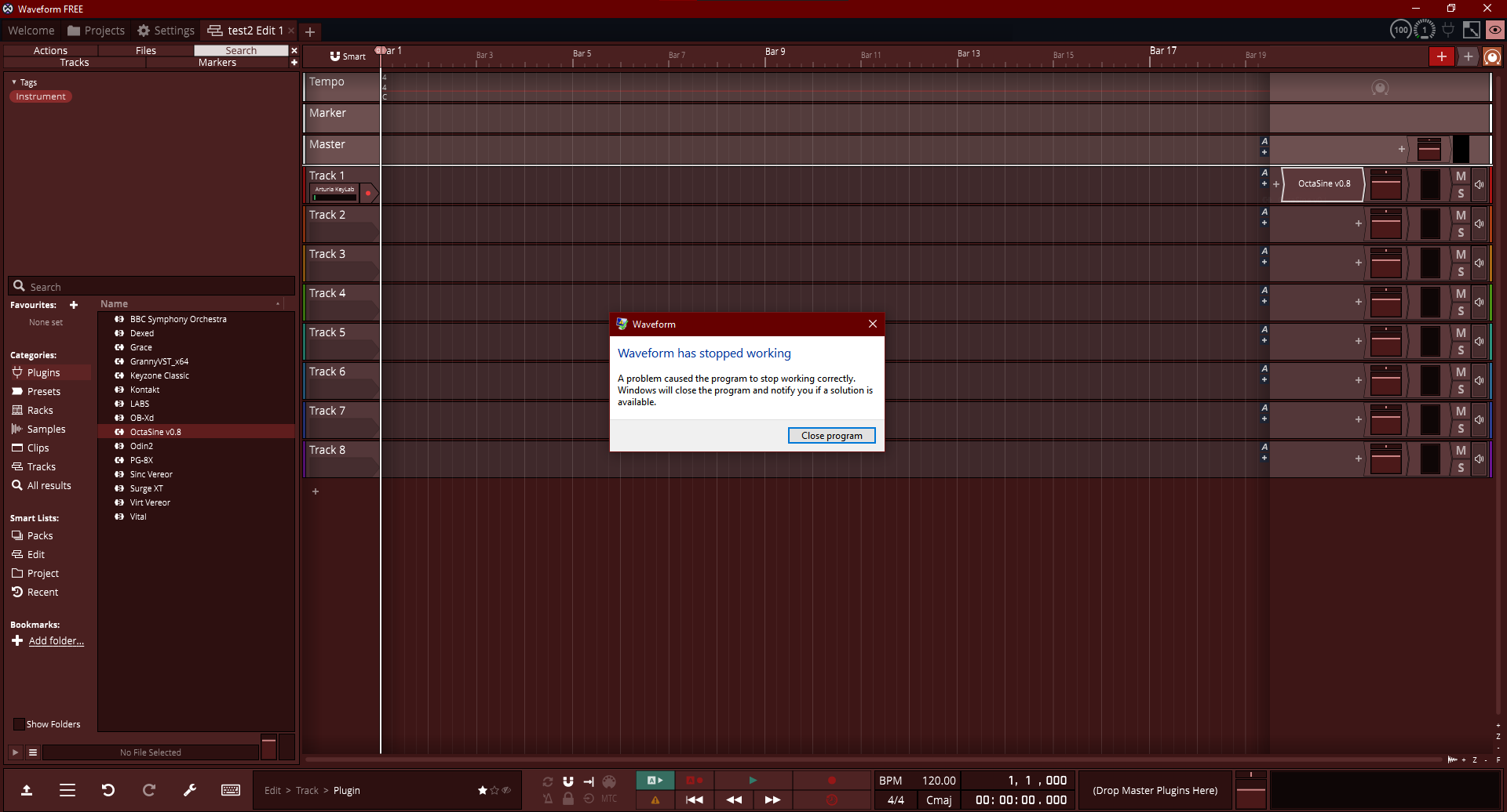 Octasine Ver. 0.8.2 crashes on launch. · Issue #135 · greatest-ape ...