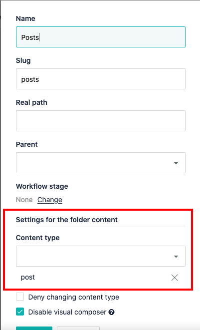 add possibility to choose a list of content types that can be created ...