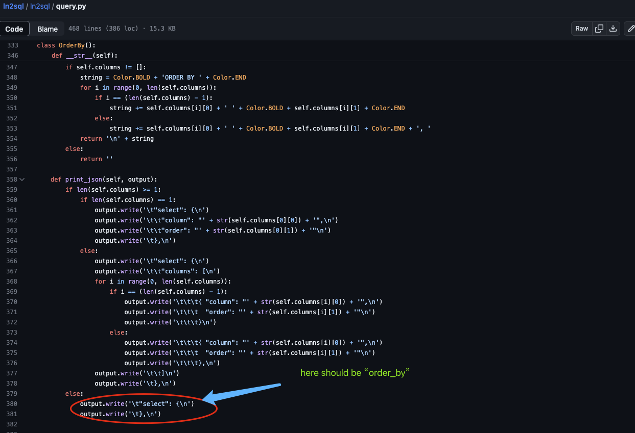 find a bug · Issue #70 · FerreroJeremy/ln2sql · GitHub