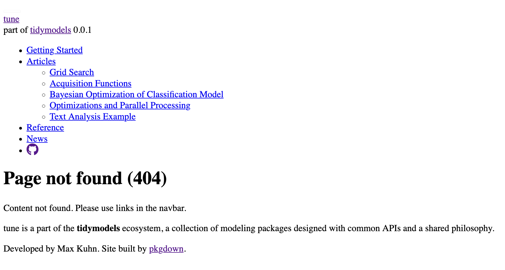 tune_bayes not found on pkgdown site · Issue #154 · tidymodels/tune · GitHub