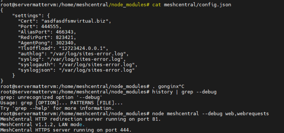 config.json file ignored - new installation - help · Issue #4937 · Ylianst/MeshCentral · GitHub