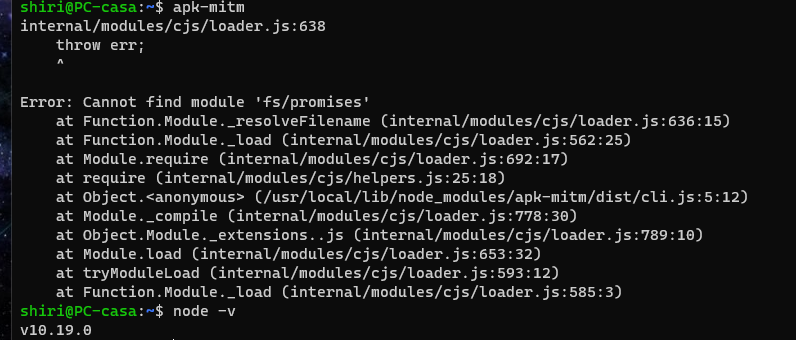 Cannot find module 'fs/promises' · Issue #99 · shroudedcode/apk-mitm · GitHub