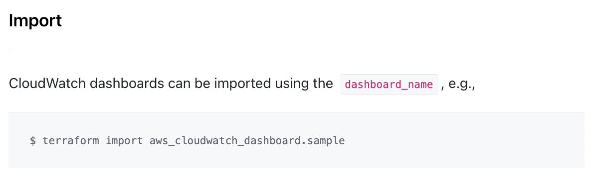 The import example is broken in the CloudWatch Dashboard resource reference. · Issue #24355 ...
