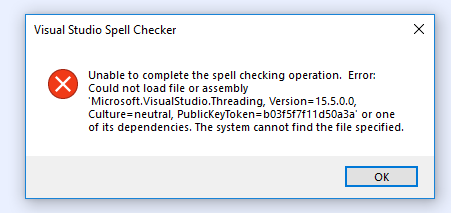 Error when checking entire project or solution · Issue #156 · EWSoftware/VSSpellChecker · GitHub