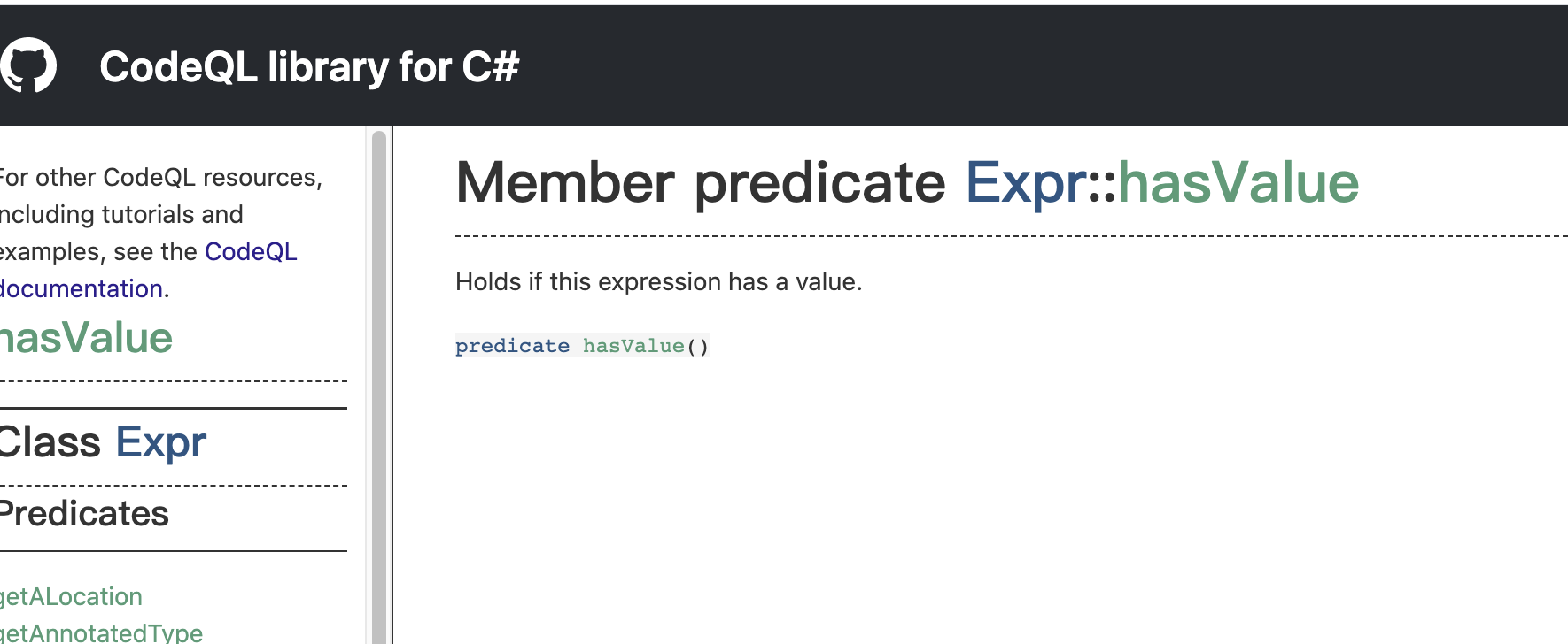 is the hasValue method deprecated of Expr · Issue #4848 · github/codeql · GitHub