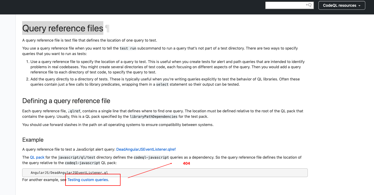 dead link of `Testing custom queries` of Query reference files · Issue ...