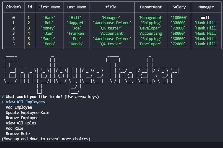 GitHub - Erebus009/employee-tracker: CLI App that uses MySQL to keep track of company employees ...
