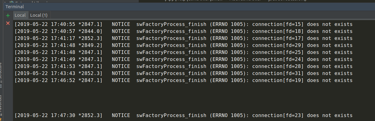 NOTICE swFactoryProcess_finish (ERRNO 1005): connection[fd=27] does not exists · Issue #648 ...