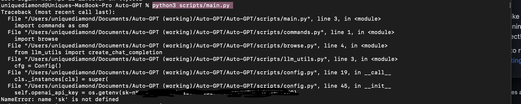 name 'sk' is not defined · Issue #973 · Significant-Gravitas/AutoGPT · GitHub